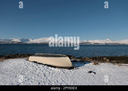 Tromso southern beach also known as Telegrafbukta seen here in winter ...