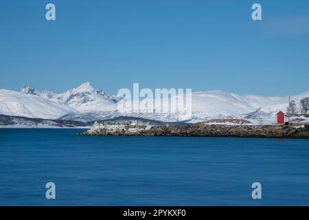 Tromso southern beach also known as Telegrafbukta seen here in winter ...