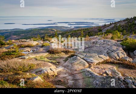 Sunset, Schoodic Point, Schoodic Peninsula, Acadia National Park, Maine ...