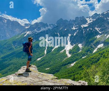 Trail in the Valbona valley trekking to Theth, Theth national park ...