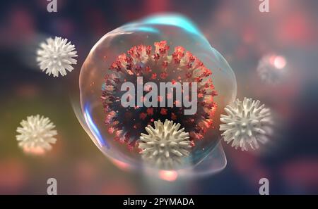 Viral infection. Immunity fights disease. White blood cells attack ...