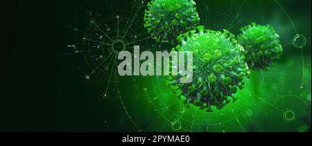Virus inside cell. Replication and mutation of viruses. Macro 3D ...
