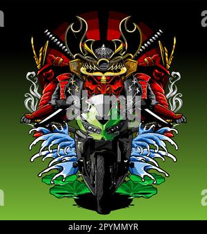 vector illustration of motocross rider and japan flag Stock Vector ...