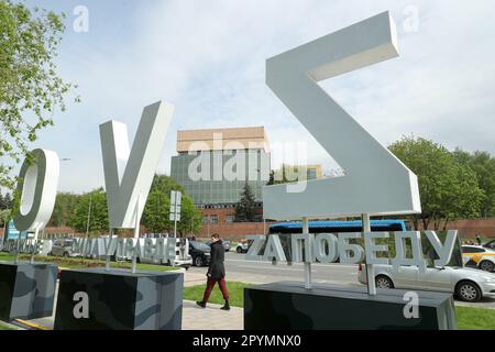 May 04.2023. Russia. Moscow. ZVO is an installation in the park near ...