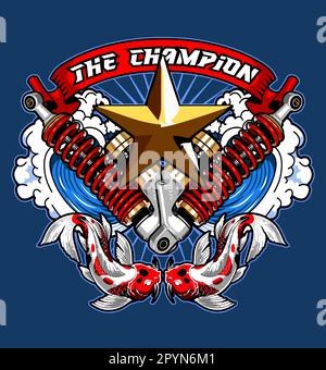 Angry engine piston racing logo mascot silhouette vector illustrations ...