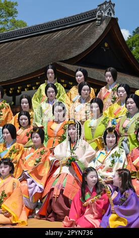 A ritual event "Misogi no Gi" is held at Kamigamo Shrine in Kyoto City ...