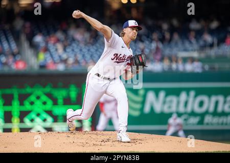 Washington Nationals pitcher Jake Irvin (27) pitches in the top of the ...