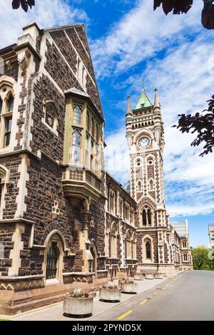Dunedin, New Zealand - Jan 3, 2010: Eclectic Flemish renaissance style ...