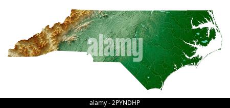North Carolina, shaded relief map Stock Photo - Alamy