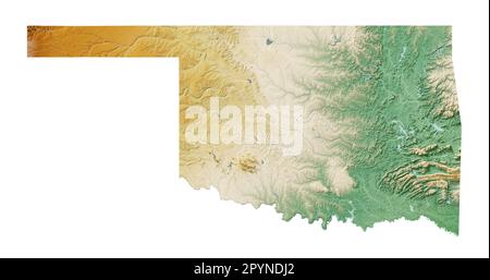 Oklahoma, shaded relief map Stock Photo - Alamy