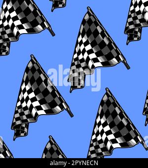 Wavy race flag or chessboard texture. Black and white checkered pattern ...