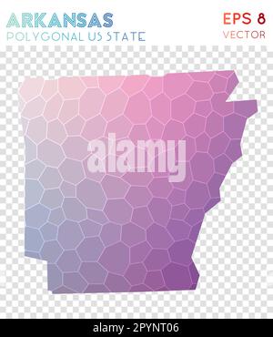 Arkansas map design. Map of the US state with regions in emerald ...