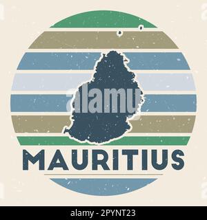 Mauritius vintage map. Grunge map of the island with distressed texture ...