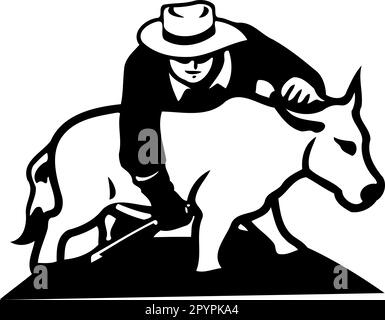 Brazilian rodeo sport called pega do garrote in black and white ...