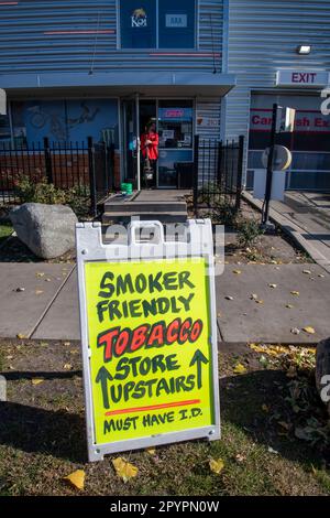 Minneapolis, Minnesota. Smoker friendly tobacco store sign outside of ...