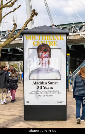 David Bowie Aladdin Sane 50 Years advertisement in front of the Wahaca ...