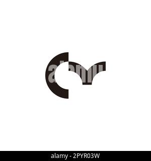 CV simple outline concept logo and circle of initial design black and white background Stock ...