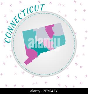 Detailed map of Connecticut state,in vector format,with county borders ...