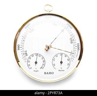 Aneroid barometer isolated on white background Stock Photo - Alamy