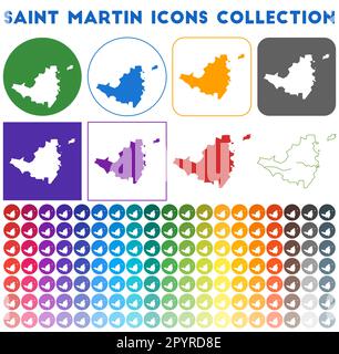 France icons collection. Bright colorful trendy map icons. Modern ...