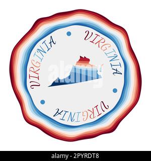 Virginia Badge. Round logo of us state with triangular mesh map and ...