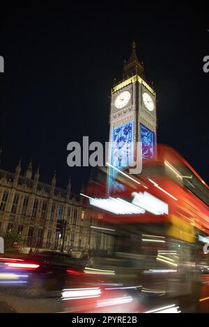 Big Ben lit up to celebrate the Coronation of King Charles . Big Ben ...