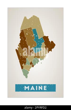 Maine state map. US state map. Maine silhouette symbol. Vector ...