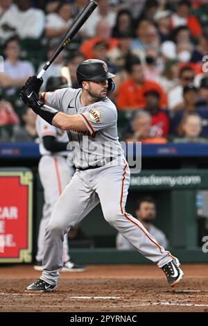 San Francisco Giants' Joey Bart watches his RBI double against the ...