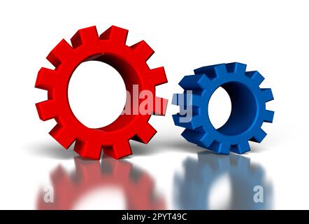 Two gears on white background Stock Photo - Alamy