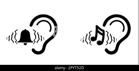 Tinnitus.. Ringing in the ears. Human ear with tinnitus icon. Vector ...