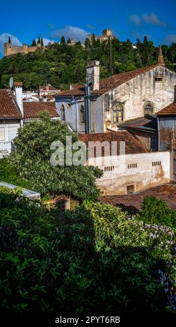 Houses of Tomar and Knights Templar Castle, Santarem, Portugal Stock ...