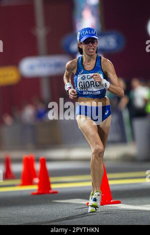Eleonora Anna Giorgi running the 50 Kilometres Race Walk at the 2019 ...