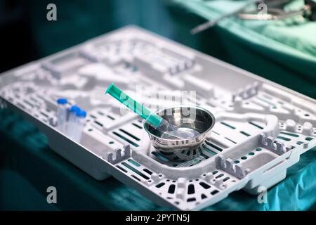 Detail during a modern hybrid surgery, 3D innovative technology with ...