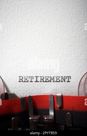 Retirement pension text written with a typewriter Stock Photo - Alamy
