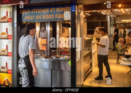 Turkish dining traditional chicken doner kebab, Turkish cuisine meat ...