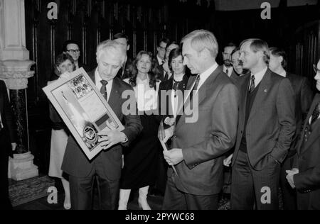 The astronauts of the German D-1 mission at their reception in Munich's ...