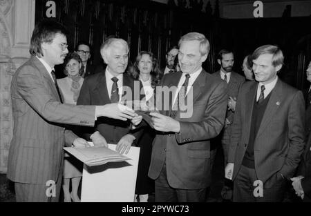 The astronauts of the German D-1 mission at their reception in Munich's ...