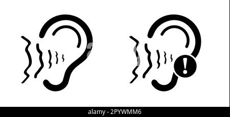 Tinnitus. Ringing in the ears. Vector line pattern. Unbearable ringing ...