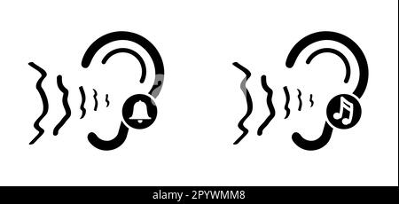 Tinnitus. Ringing in the ears. Vector line pattern. Unbearable ringing ...