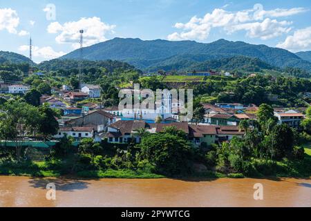 Iguape river flowing through Iporanga, Sao Paulo state, Brazil Stock ...