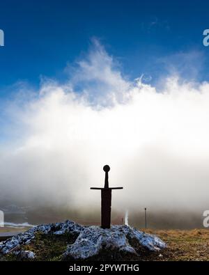 Sword in the stone at Monte Terminillo's 'Cinque Confini' at sunset ...