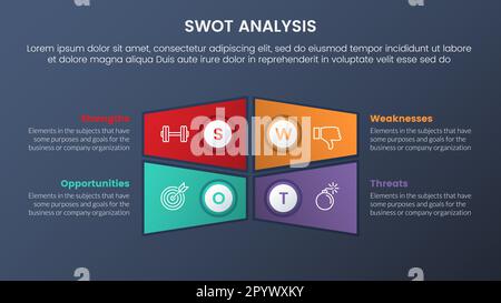 swot analysis concept with honeycomb shape horizontal on center for ...