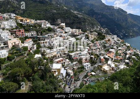 Positano, Italy. 4th May, 2023. Tourists visit the Positano town on the ...