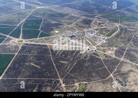 Aerial view of the Army Combat Training Centre, Altmark, training town ...