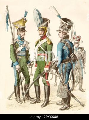 Bavarian soldiers in uniforms of the 19th century: officer of the ...