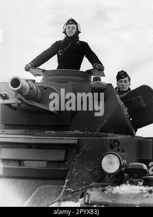 Tank IV on a military training area during a demonstration in front of ...