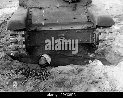 Tank of the German Wehrmacht during a maneuver on military training ...
