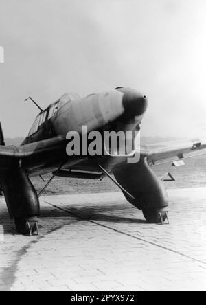 "Junkers Ju 87 ""Stuka"" on a field airfield in occupied France. On the ...