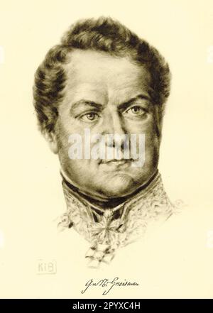 August Neidhardt von Gneisenau (1760-1831) on engraving from 1859 ...