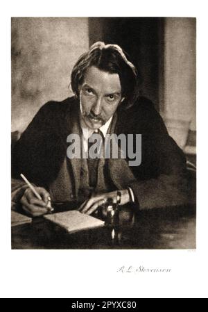 Robert Louis Balfour Stevenson (1850-1894), Scottish writer. Drawing by ...